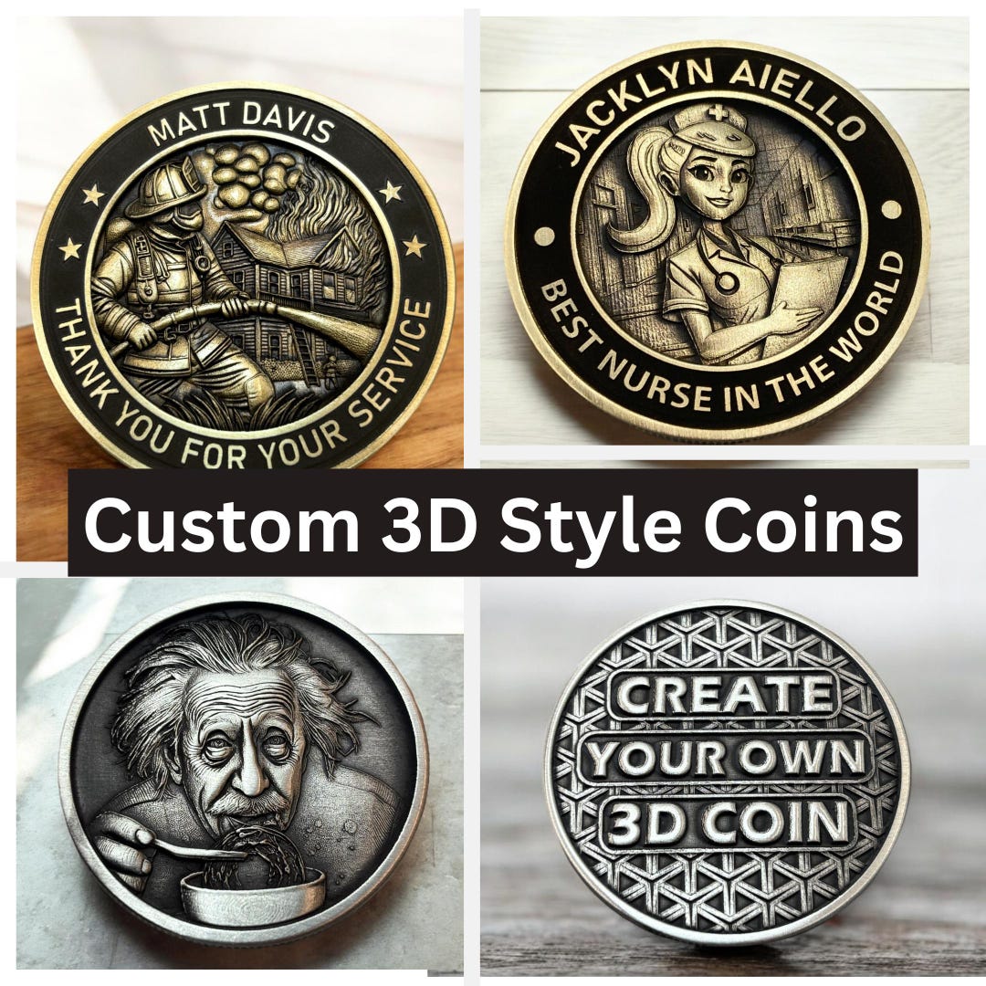 Design Your Own Custom 3D Engraved Brass & Stainless Steel Coins ...