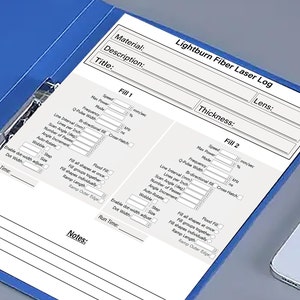 Digital Editable Pdf's Logbook Laser Library Material Settings for ...
