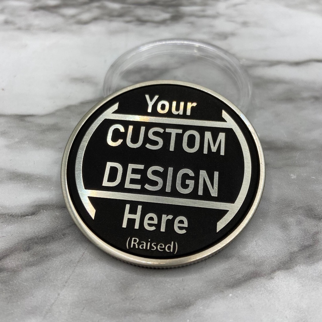 Design Your Own Stainless Steel Coins | Personalized Engraved Brushed ...