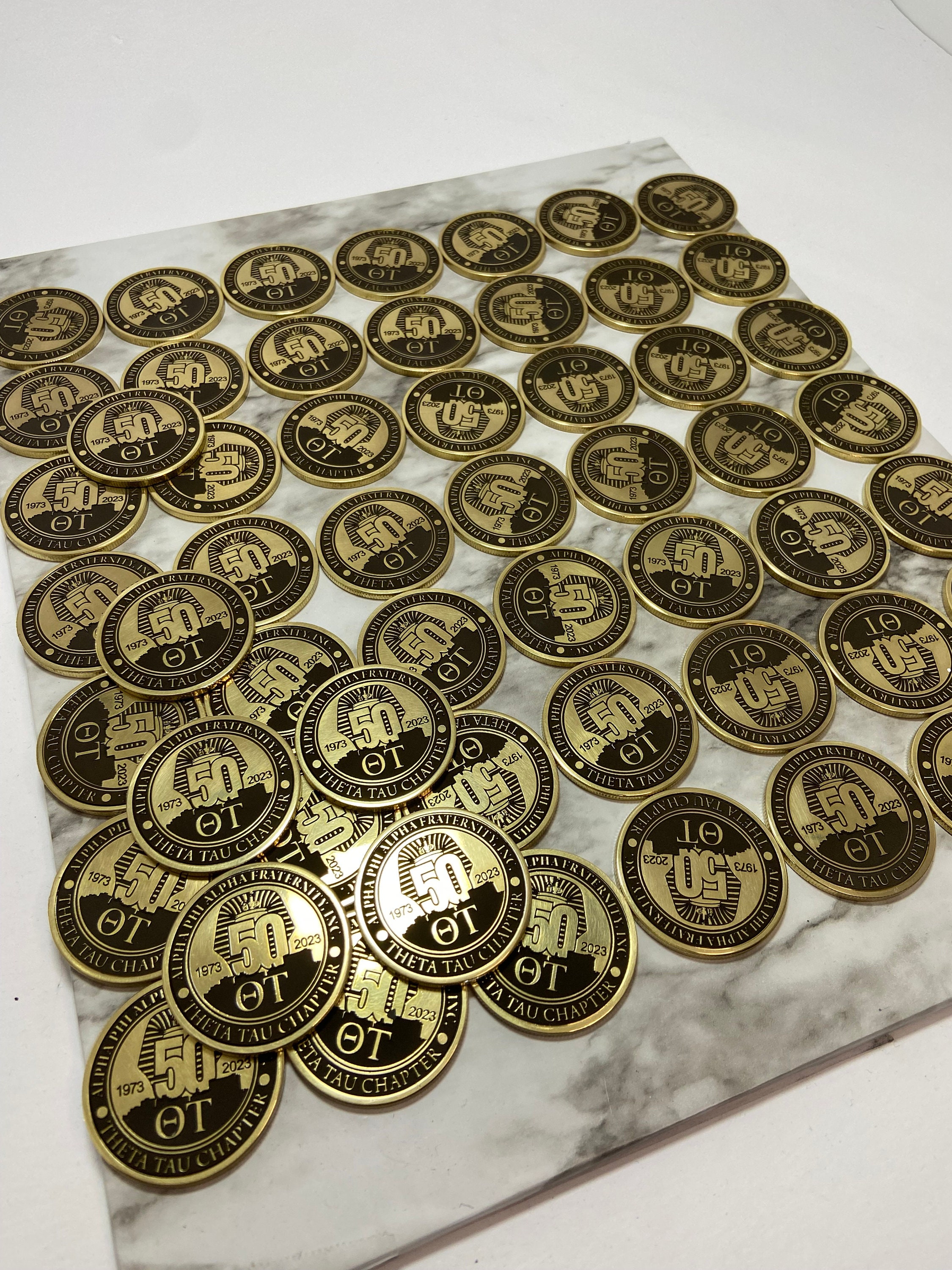 1.5" Bulk Design Your Own Brass Coins Personalized Engraved Gold ...