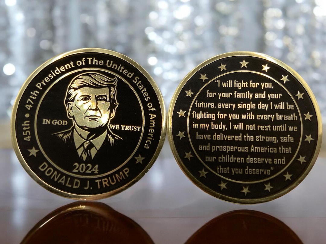 President Donald Trump Engraved Coin 2 Inch Polished Brass ...