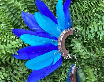 Copili, Feather Ear Cuff, Handmade Jewelry, Bohemian Ear Feathers - Etsy