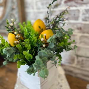 Lemon Floral Arrangement, Faux Lemon Flower Arrangement, Lemon Greenery ...
