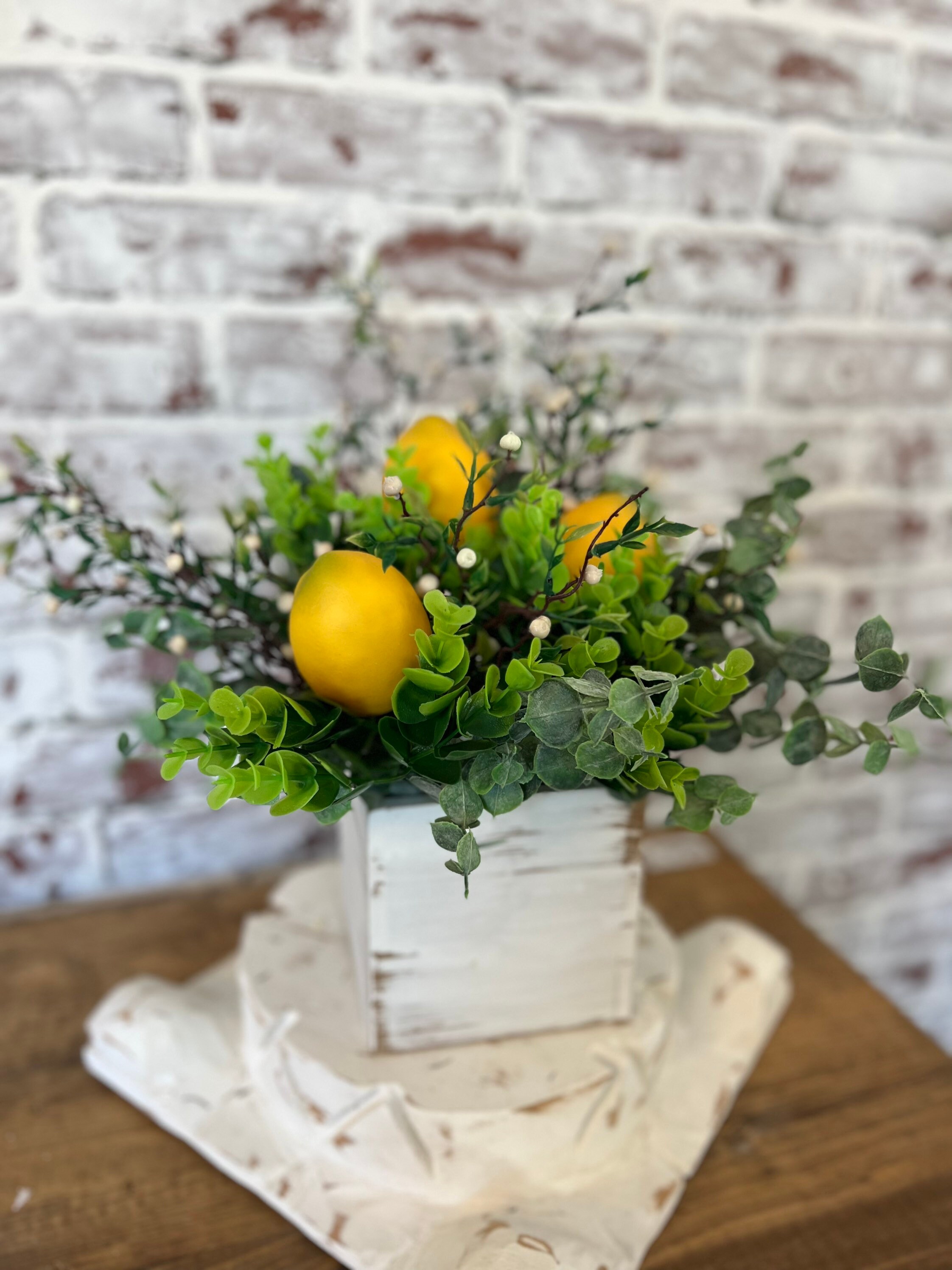 Lemon Floral Arrangement, Faux Lemon Flower Arrangement, Lemon Greenery ...
