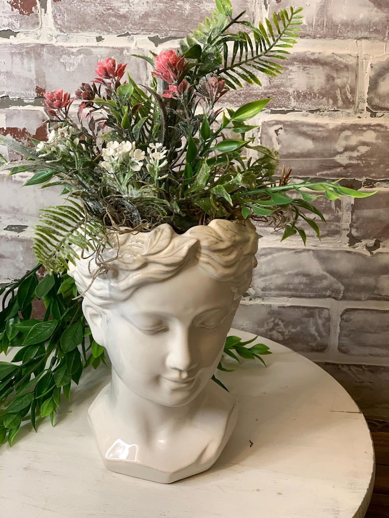 Cermic Lady/ Girl Planter Head, Planter, French Country Planter,vase ...