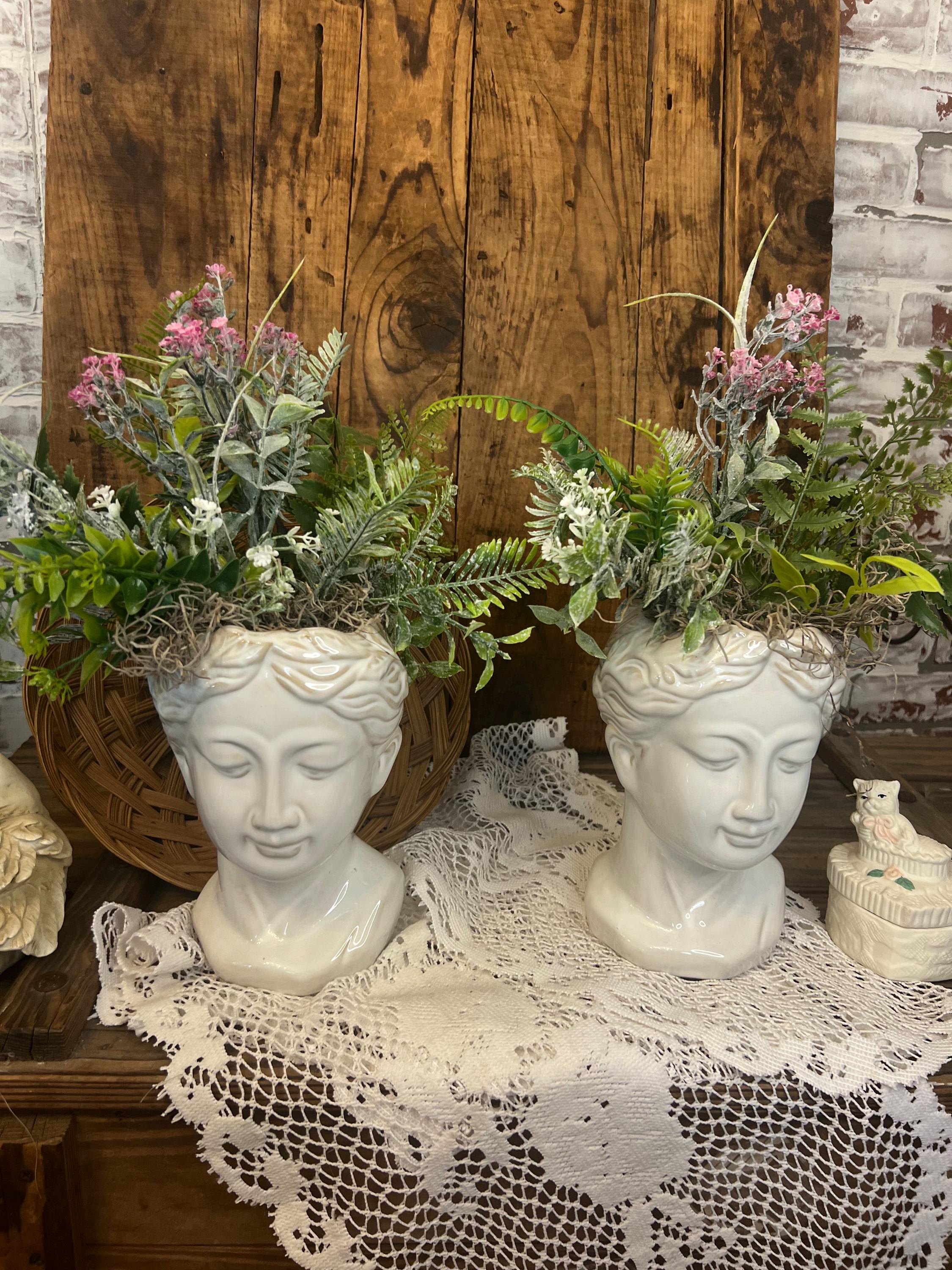 Cermic Lady/ Girl Planter Head, Planter, French Country Planter,vase ...