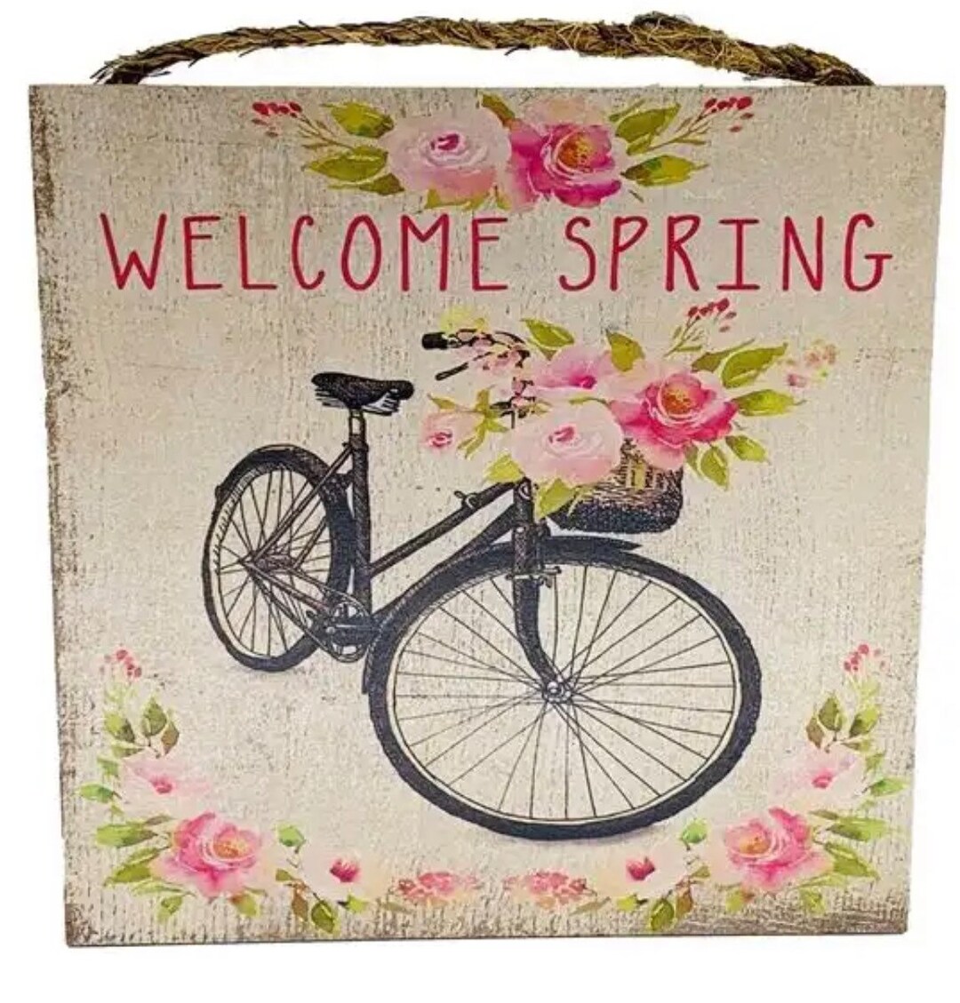 Welcome Spring Door Hanger Sign, Spring Wreath Sign, Welcome Home Deco ...
