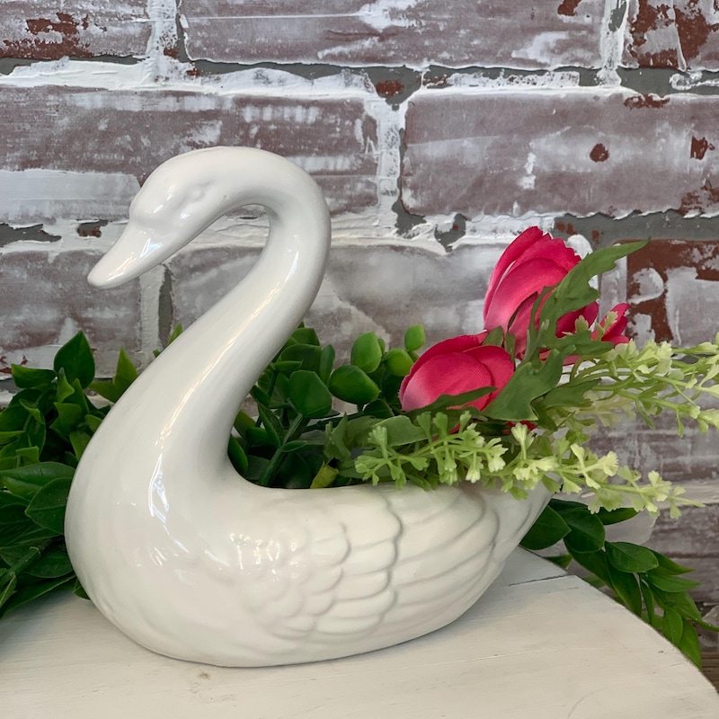 Ceramic Swan Planter - Etsy