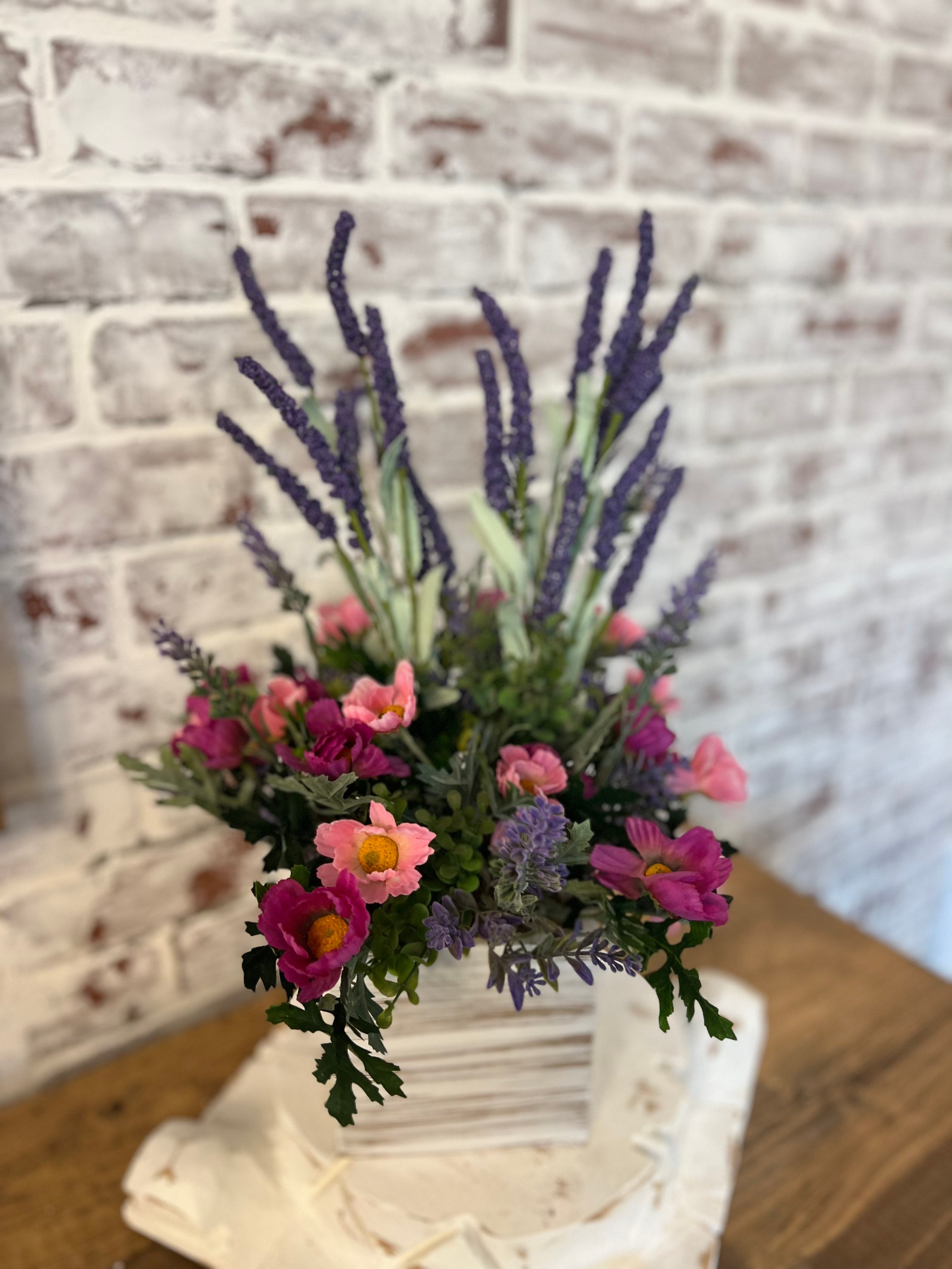 Spring Pink Floral Arrangement, Pink Floral Table Centerpiece, Summer ...