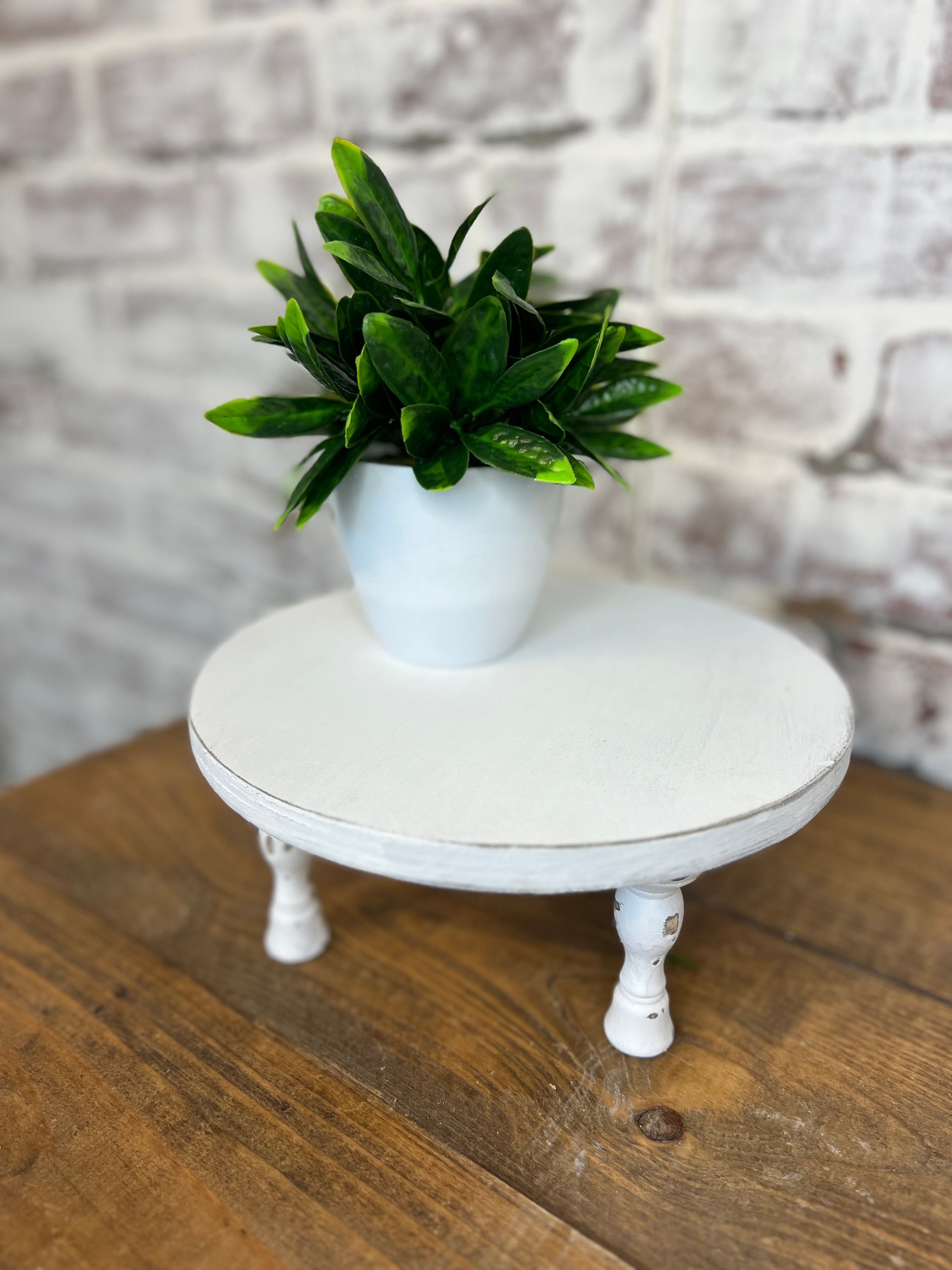 White Distressed Wood Tray Riser, Mini Wooden Riser, Farmhouse Stand ...