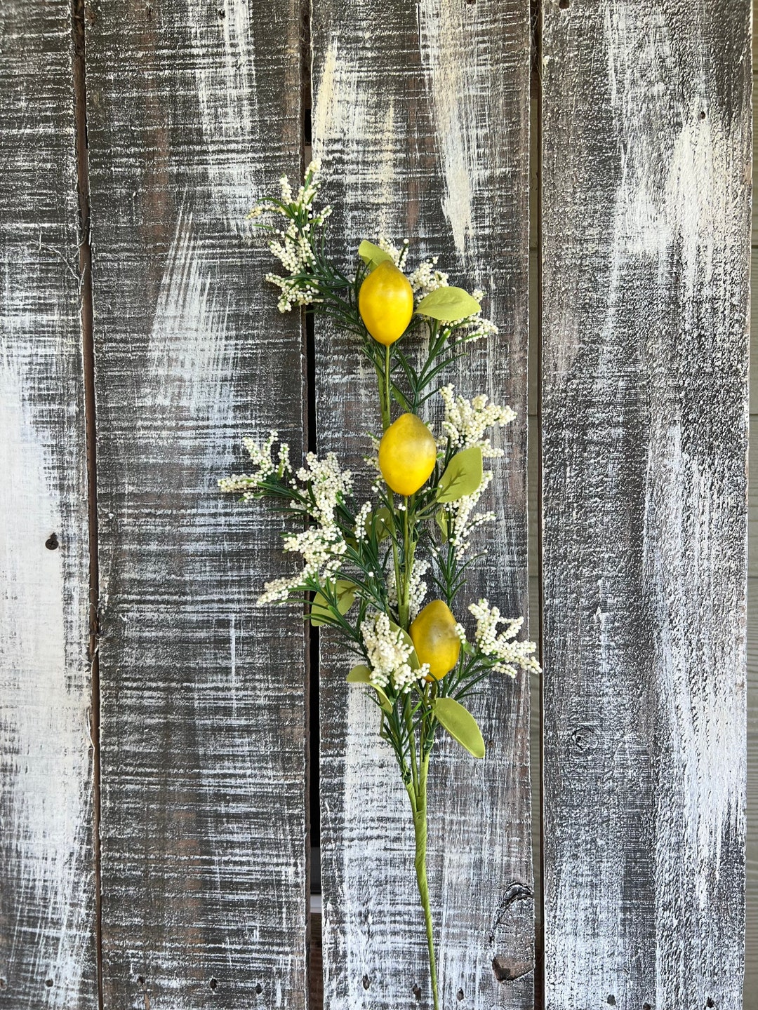 Lemon Greenery Pick With Flowers, 28” Artificial Lemon Pick With ...