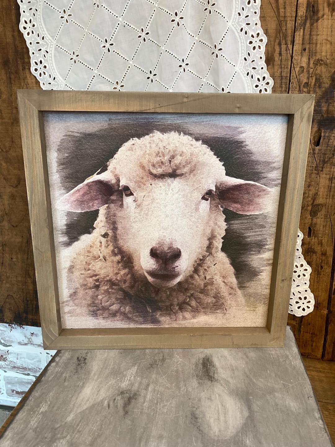 Sheep Frame, Wooden Frame, Farmhouse Sign, Wall Deco, Barn Animals - Etsy