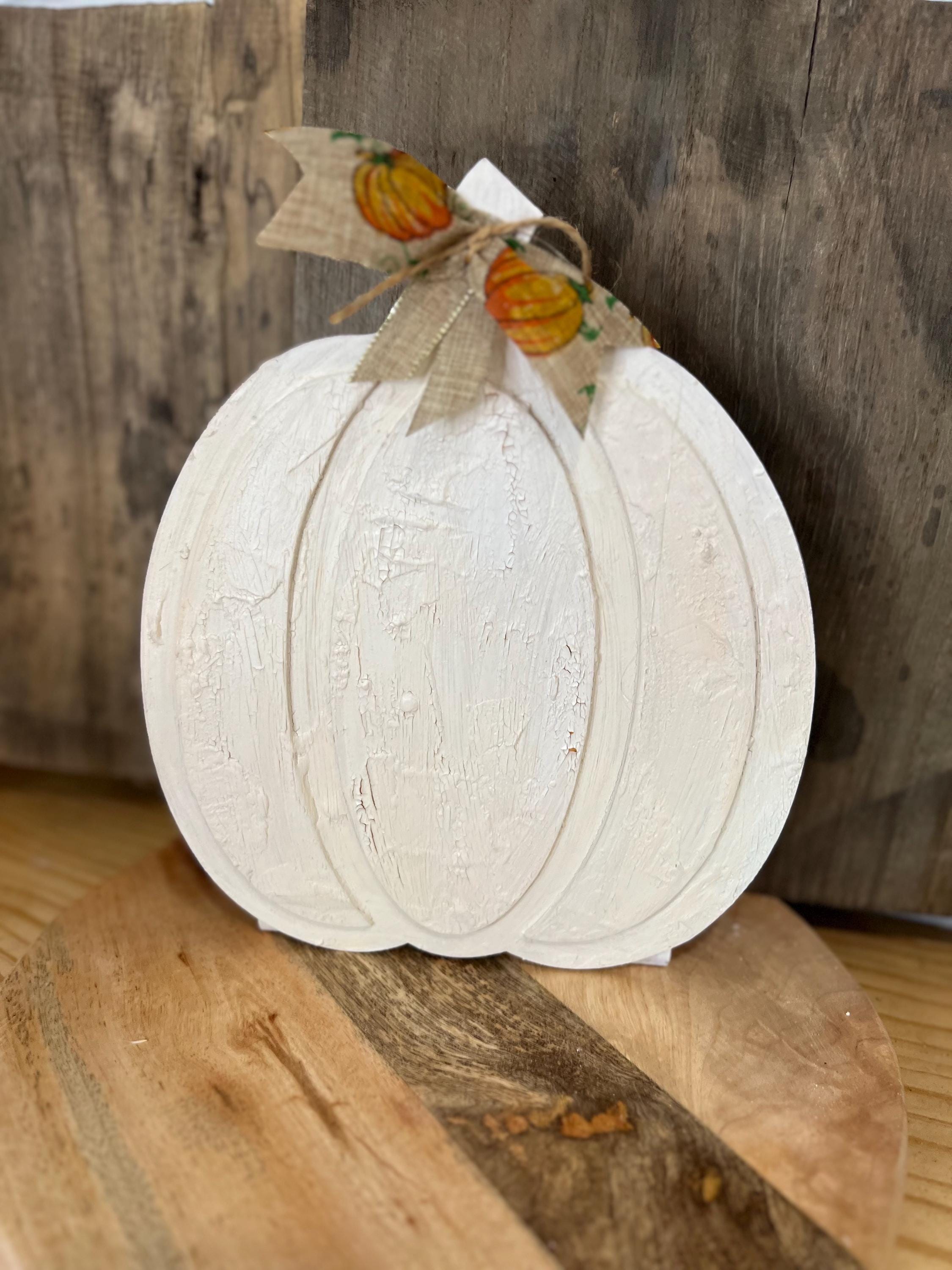 Wood Texture White Pumpkin, Chippy Pumpkin, Stand Sitter, - Etsy