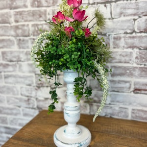 Candlestick Floral Arrangement, Greenery Floral, Home Deco, Cottage ...