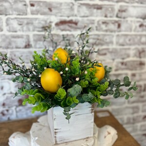 Lemon Floral Arrangement, Faux Lemon Flower Arrangement, Lemon Greenery ...