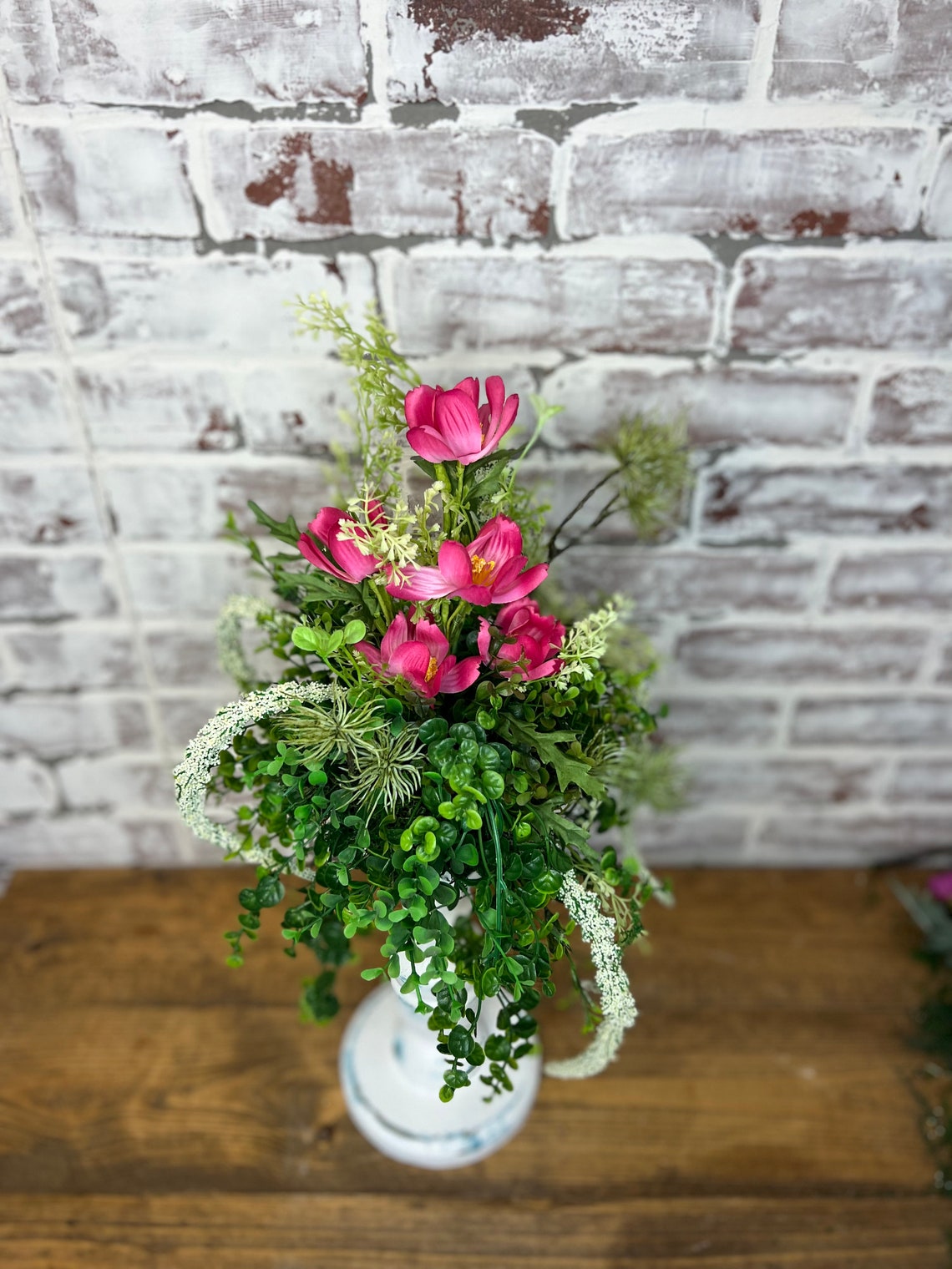 Candlestick Floral Arrangement Topper, Greenery Floral, Home Deco ...