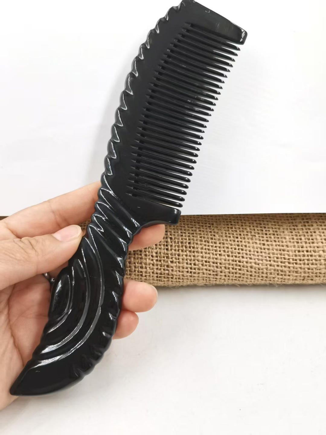 Natural Boutique Cattle/yak Horn Comb Hair Brush, Handle Horn Massage ...