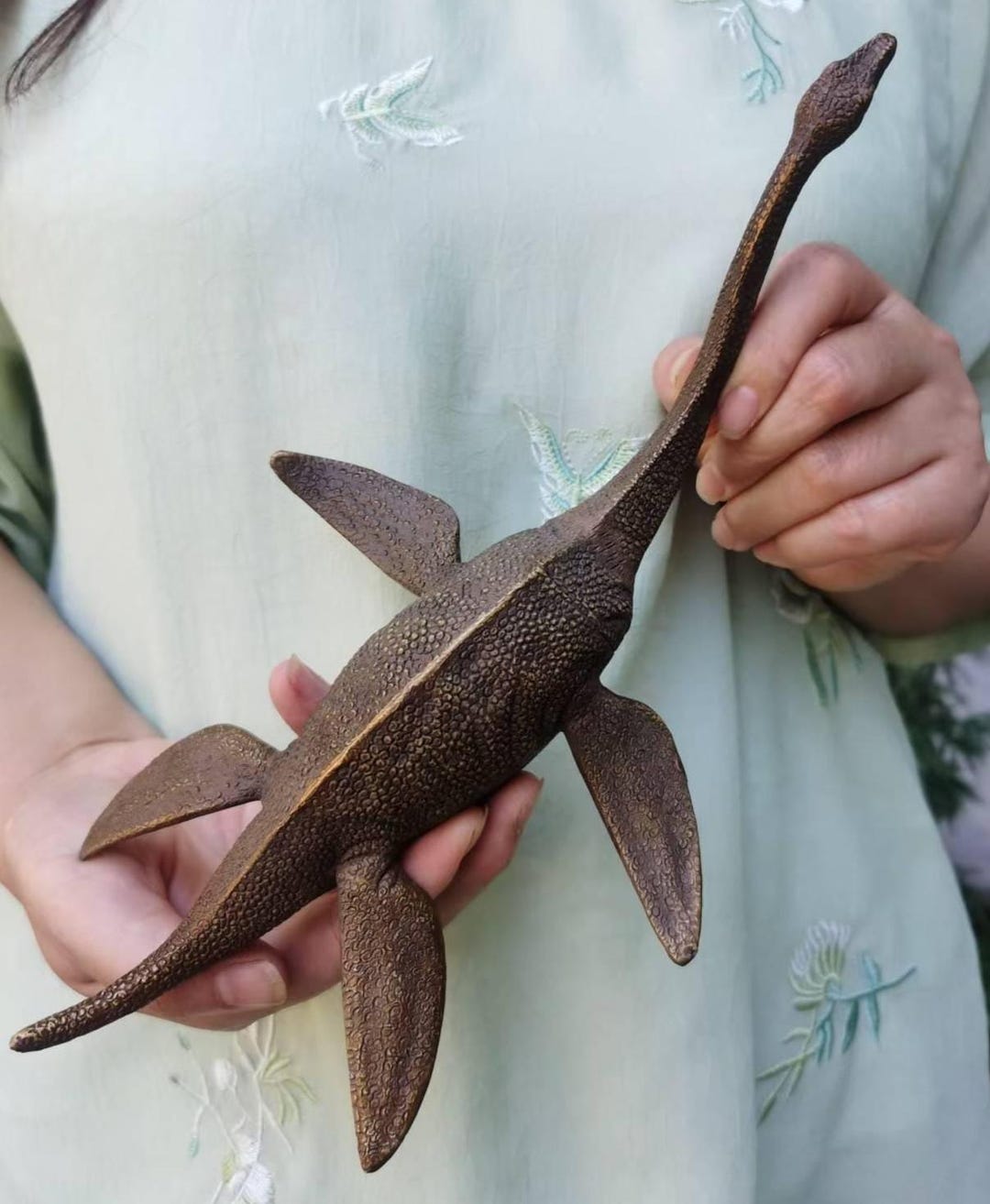Vintage Bronze Plesiosaur Figurine, Bronze Jurassic Period Dinosaur ...
