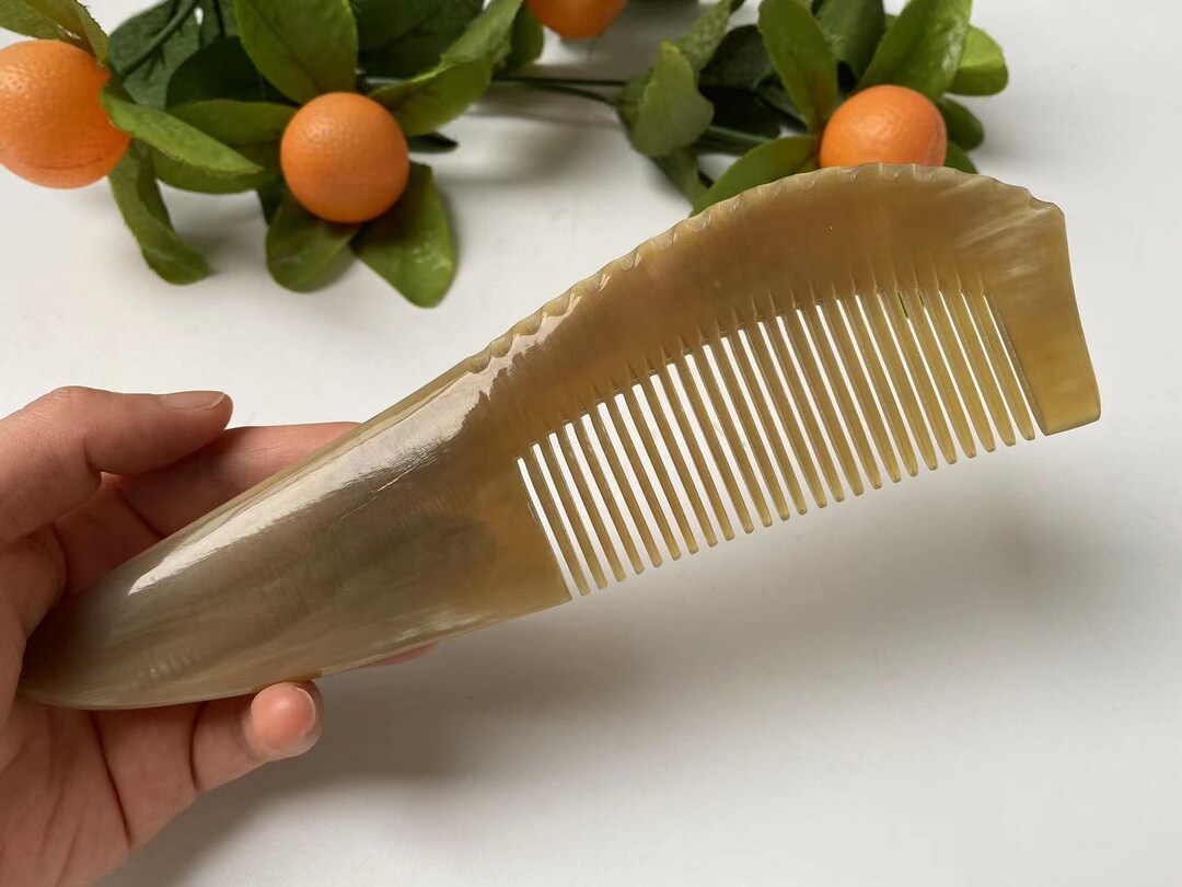 8.2 Natural Cattle/yak Horn Comb Hair Brush, Handle Horn Massage Comb ...