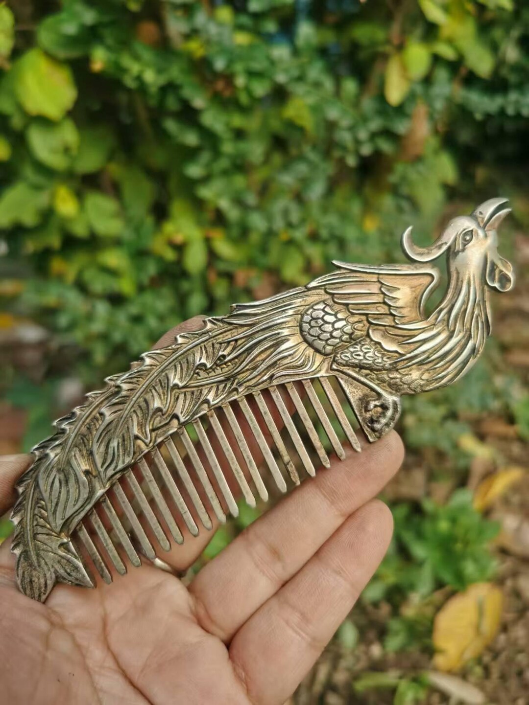 Vintage Sterling Copper Travel Comb, Floral Design Antique Unique Rare ...