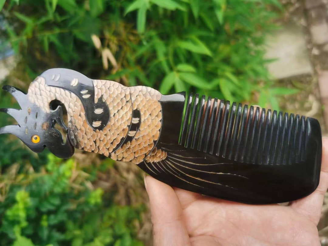 Natural Boutique Ox Horn Comb Hair Brush,handle Horn Massage Comb ...