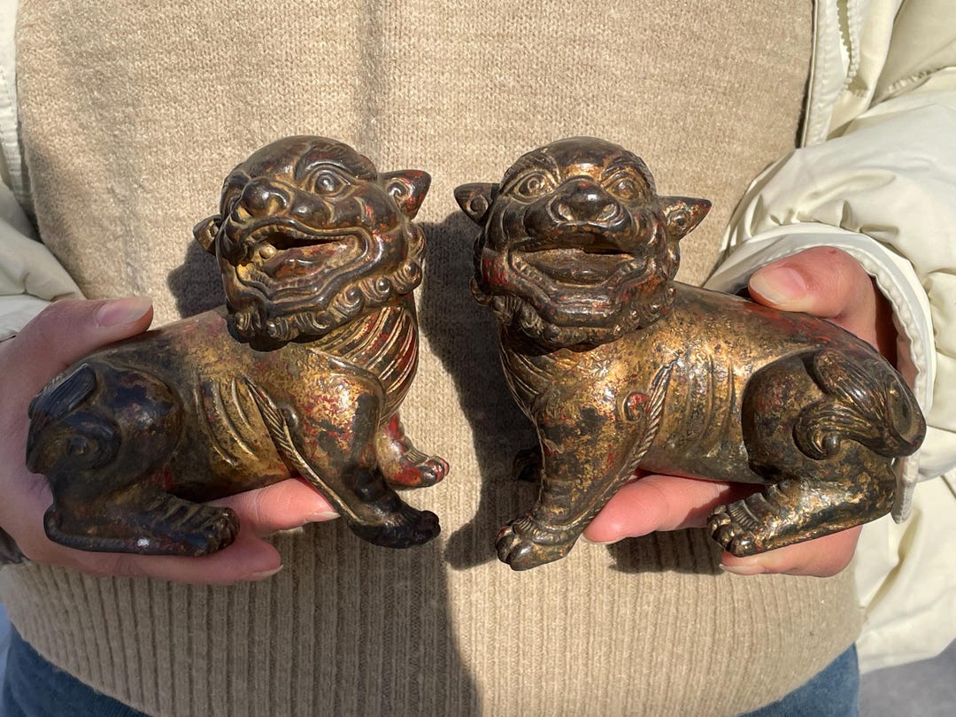 A Pair Copper Pixiu Pi Yao Beast Unicorn Wealth Lucky Bixie Animal ...