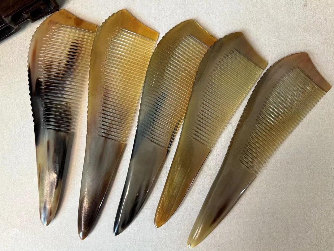 1PCS Natural Handmade Cattle Horn Comb Hair Brush,handle Horn Massage ...