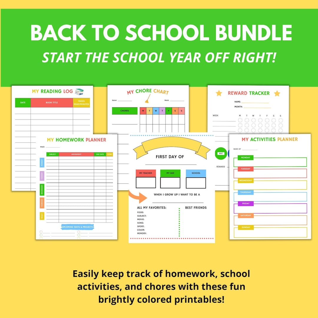 Back to School Sign, School Planner for Kids, Include Homework Planner ...