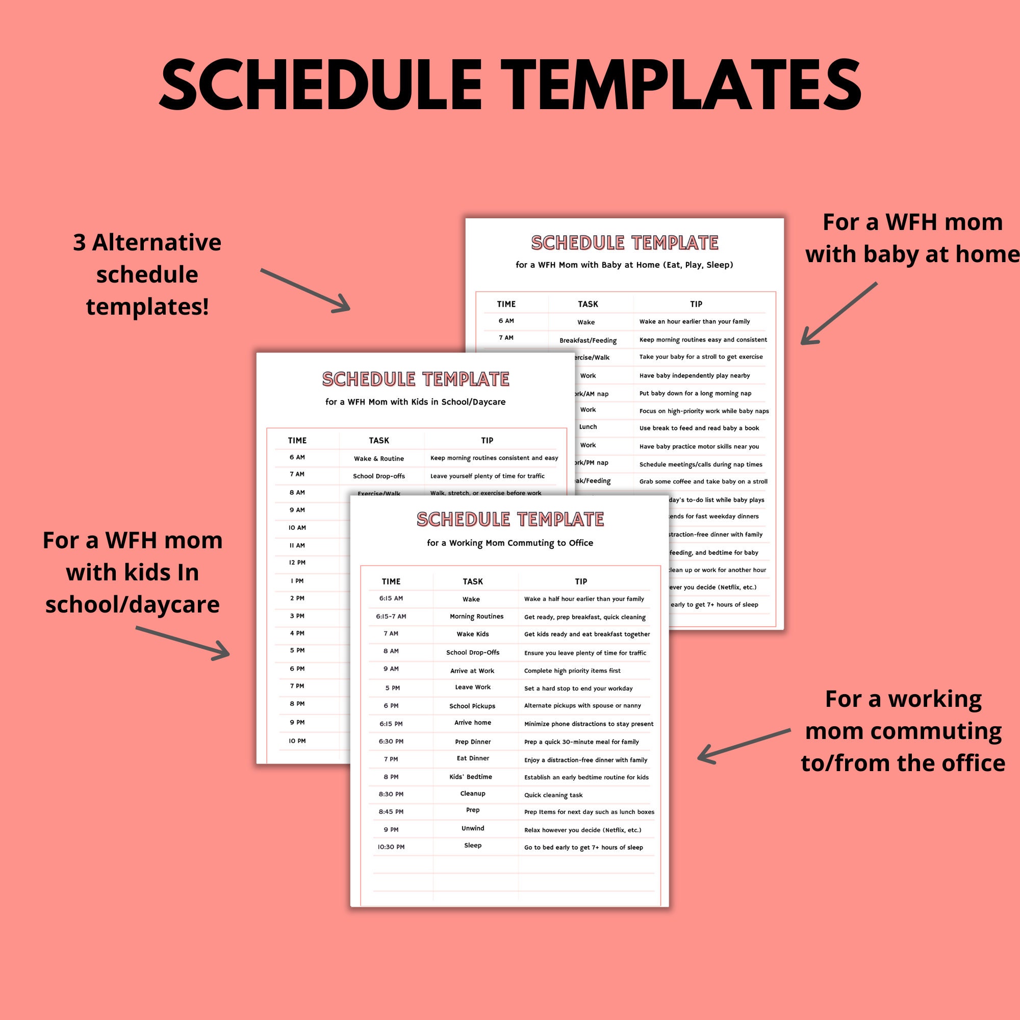 2023 Working Mom Editable Schedule Template, Working Mom Schedule With ...