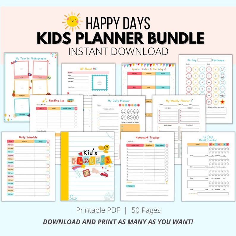 Daily Planner for Kids, School Planner, Student Planner, Chore Chart ...