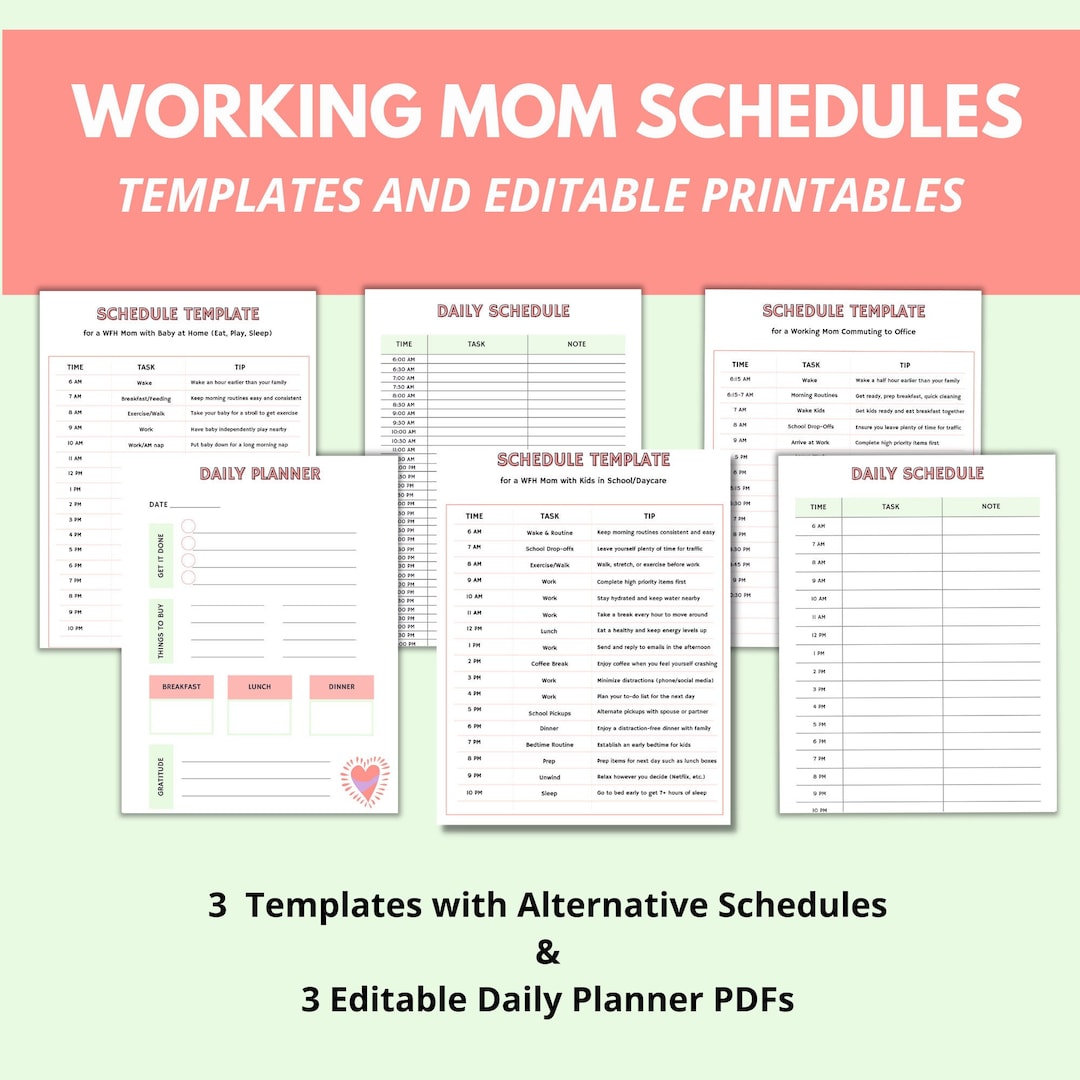 2023 Working Mom Editable Schedule Template, Working Mom Schedule With ...