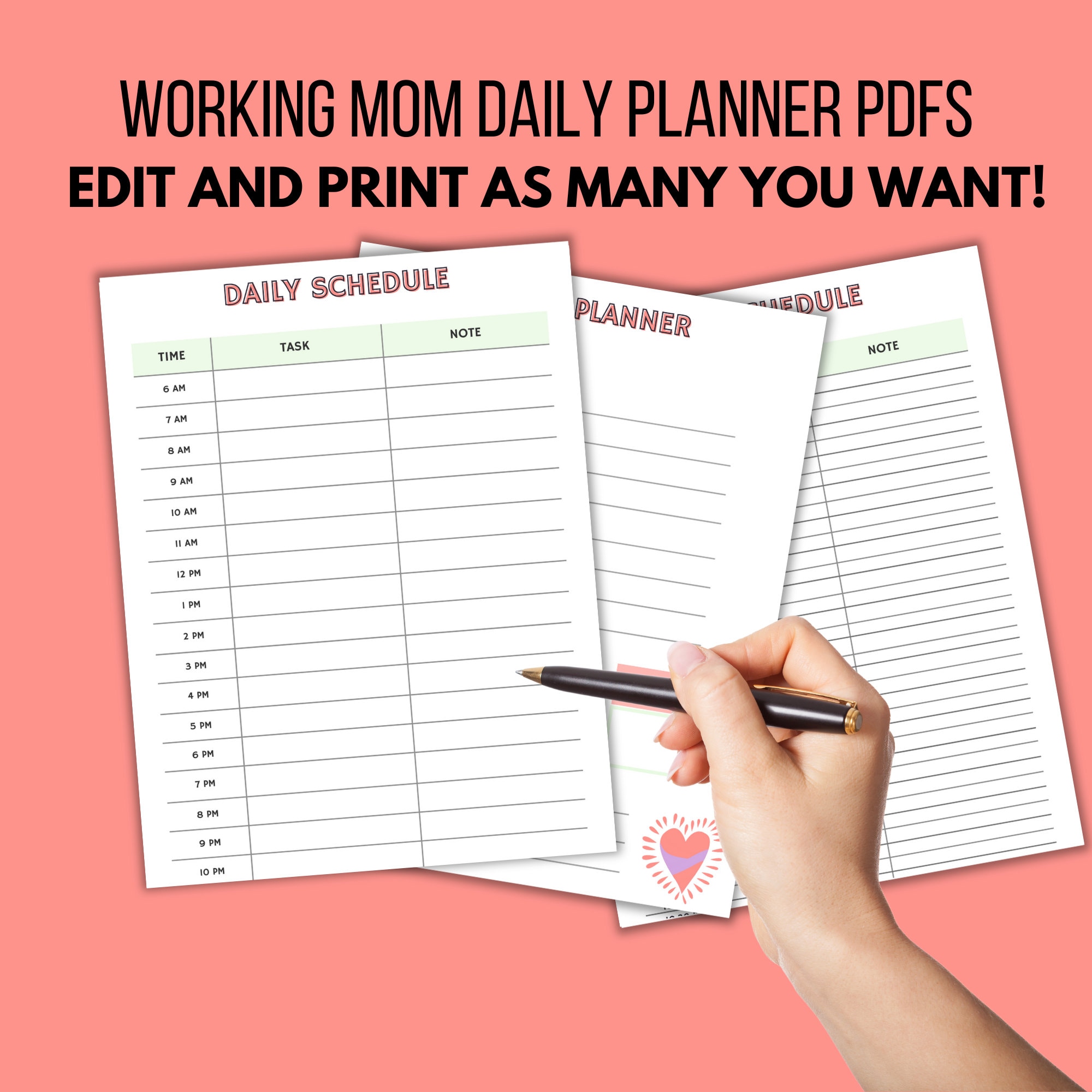2023 Working Mom Editable Schedule Template, Working Mom Schedule With ...