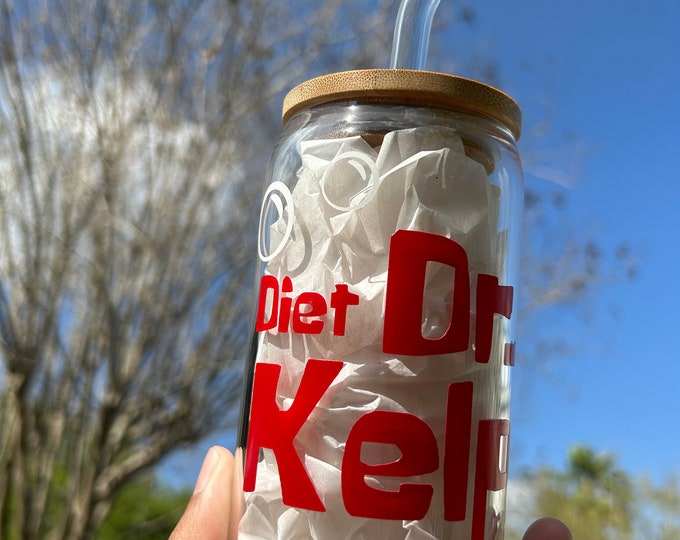 Diet Dr. Kelp Glass Cup | Bamboo Lid & Glass Straw Included - Etsy