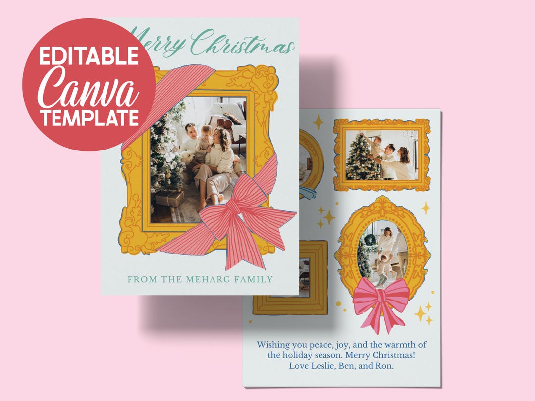 Hand Drawn Christmas Card Canva Template - Etsy