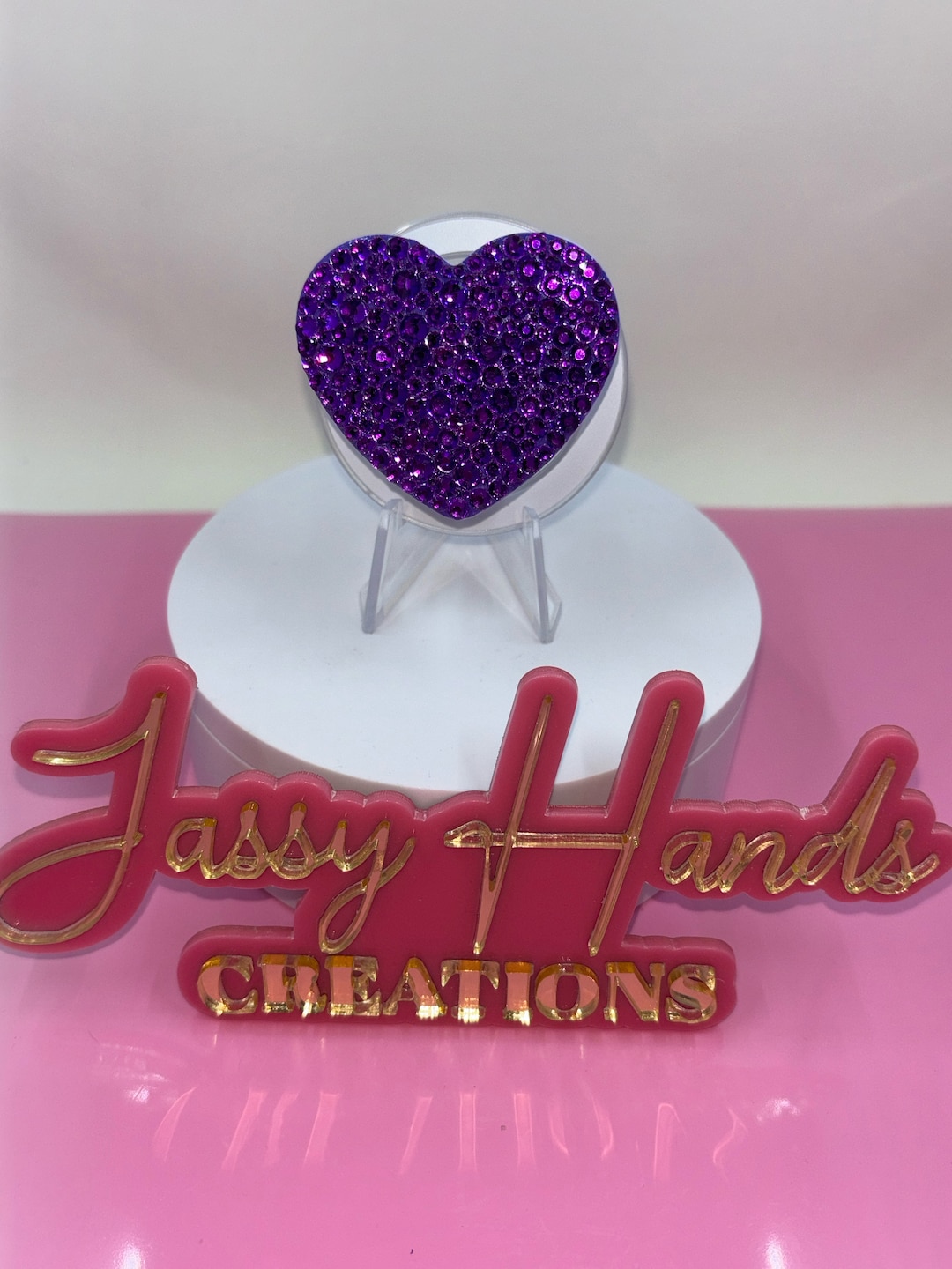 1 Custom Popgrip for Magsafe Purple Heart Rhinestoned Magsafe Popsocket ...