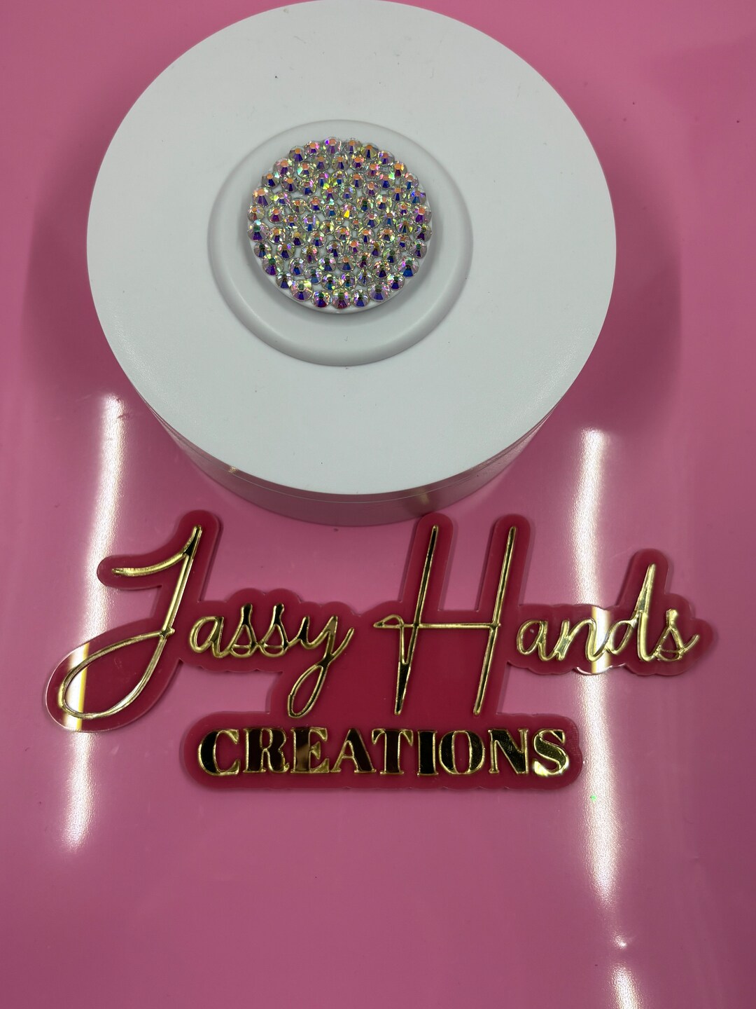 1 Custom Popgrip for Magsafe Round Rhinestoned Magsafe Popsocket in Iridescent Crystal Ab ...