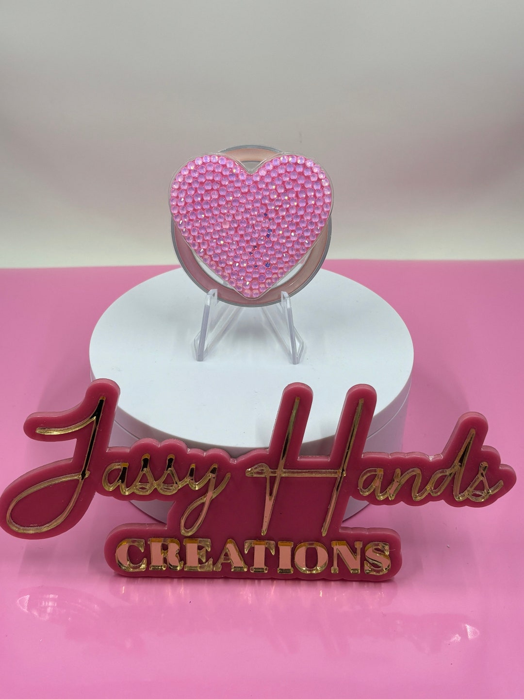 1 Custom Popgrip for Magsafe Pink Heart Rhinestoned Magsafe Popsocket ...
