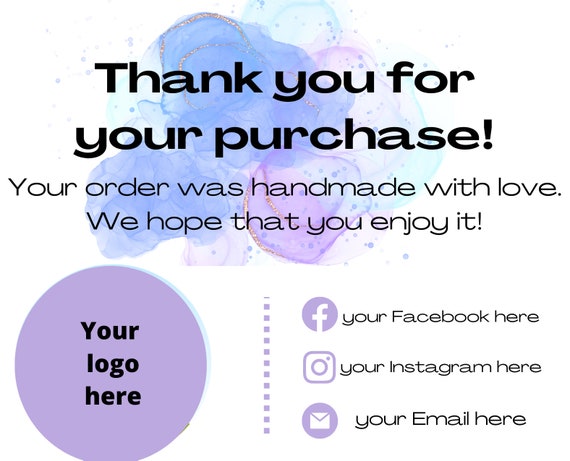 Thank You for Your Purchase Digital Template for Canva - Etsy