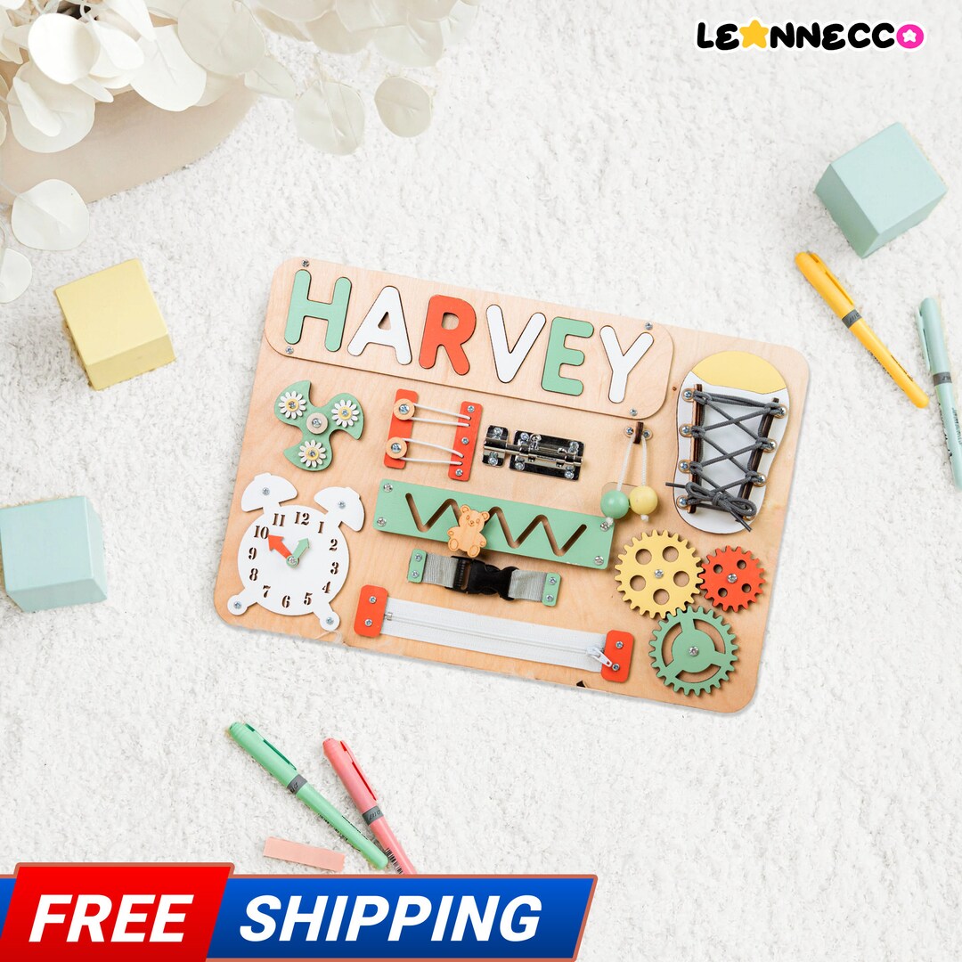 Personalized Busy Board, Custom Name Baby Puzzle, Montessori Toys ...