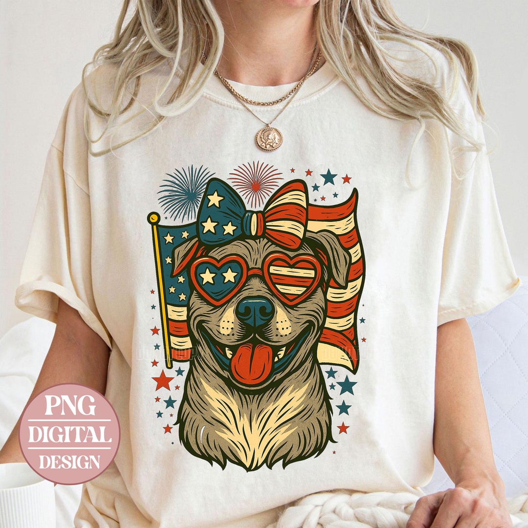 American Pitbull Dog Patriotic Png, 4th of July Firework Png, USA Dog ...