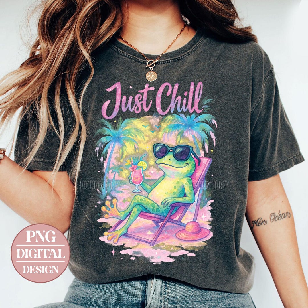 Just Chill Frog PNG, Tropical Funny Frog Art, Summer Vacation Design ...