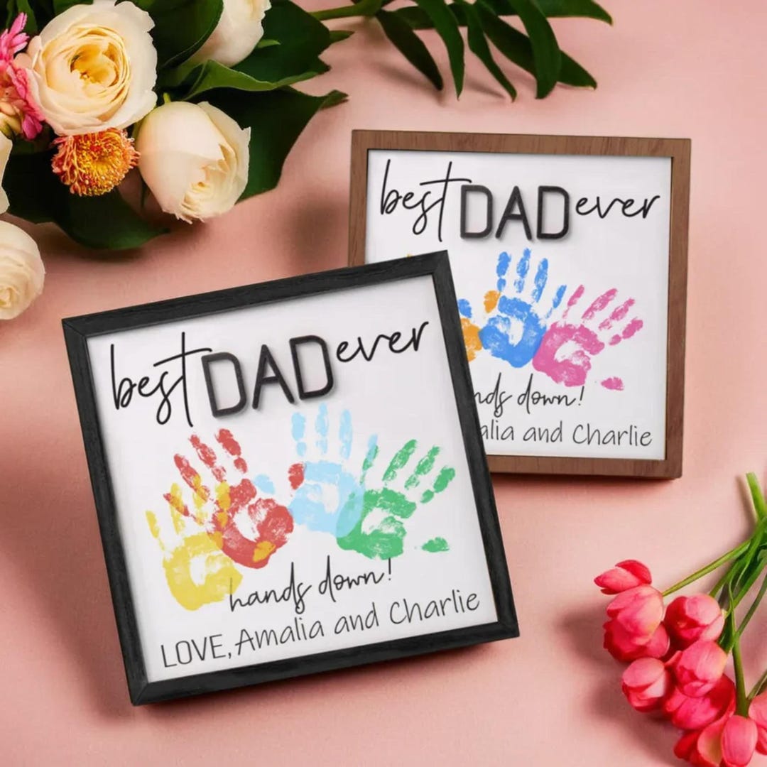 DIY Handprint Sign, Personalized Fathers Day Gift From Kids, Childs ...