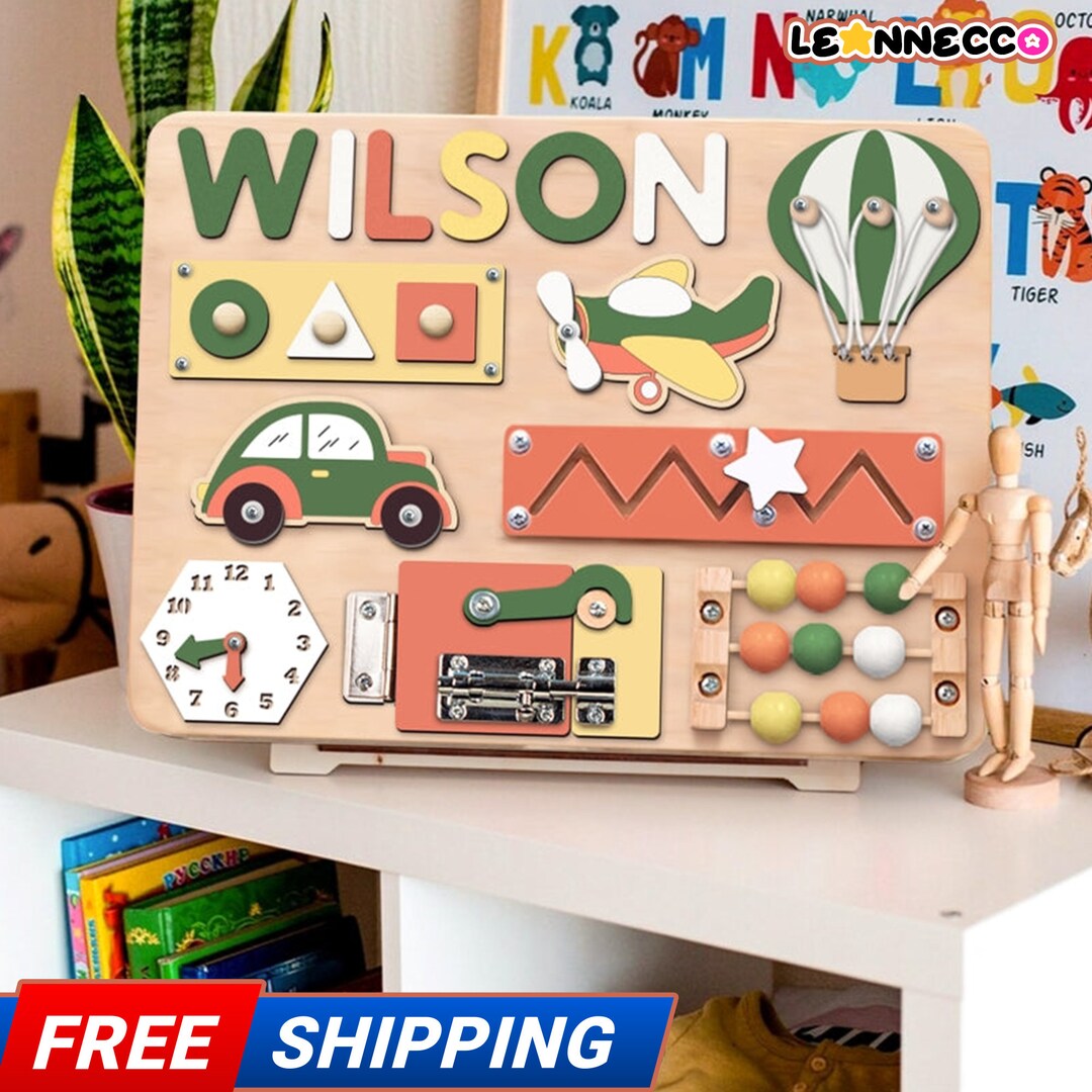 Personalized Busy Board, Custom Name Baby Puzzle, Montessori Toys ...