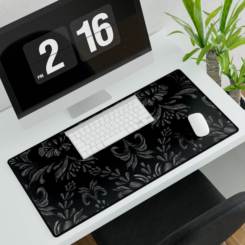 Vintage Black Desk Mats, Personalized Desk Mat, Computer Desk Mat ...