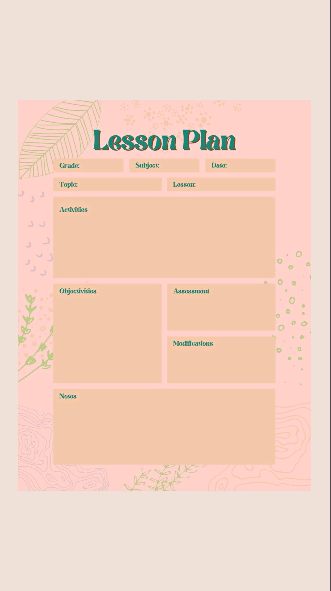 Lesson Plan for Teacher, Aesthetic Lesson Plan, Weekly Lesson Plan for ...