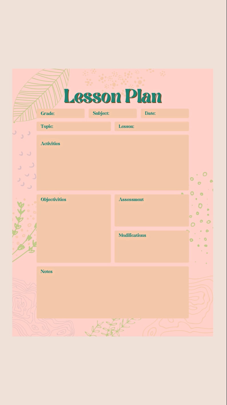 Lesson Plan for Teacher, Aesthetic Lesson Plan, Weekly Lesson Plan for ...
