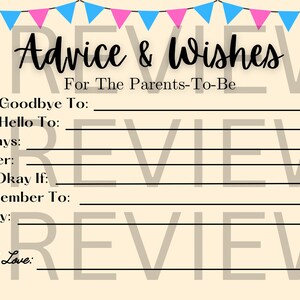 Advice for Parents-to-be, Gender Reveal, Baby Shower, Pink and Blue ...