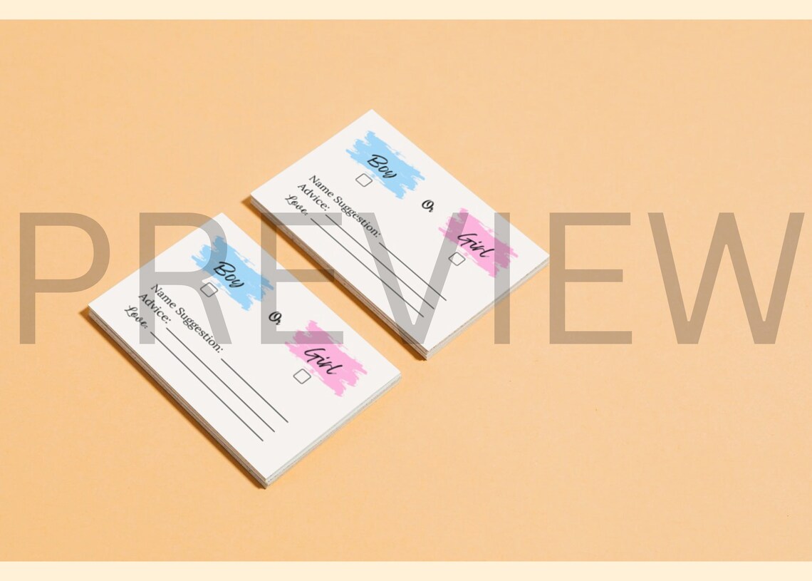 Gender Reveal Voting Card Digital Print Party Cards Gender - Etsy