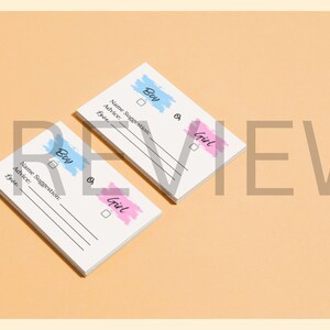 Gender Reveal Voting Card Digital Print Party Cards Gender Vote Card ...