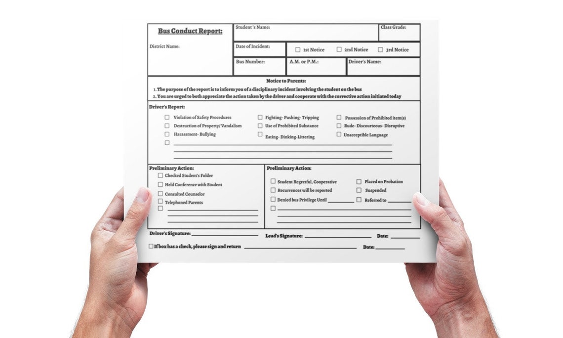 Editable Bus Conduct Template, Discipline Template for Bus, Student ...